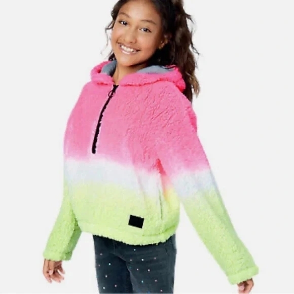 Justice | Shirts & Tops | Justice Pink And Green Fleece Hoodie Xxl ...